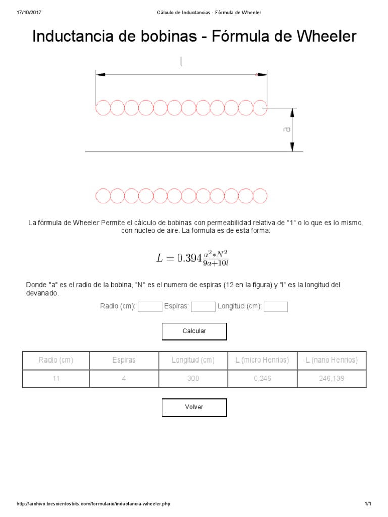 Cálculo de Inductancias - Fórmula de Wheeler PDF | PDF