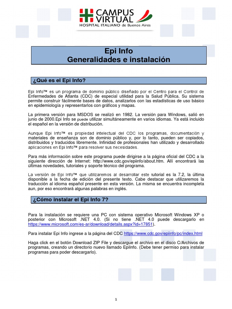 Practico - Epi Info Generalidades e Instalacion PDF | PDF | Hipertensión | Microsoft Windows