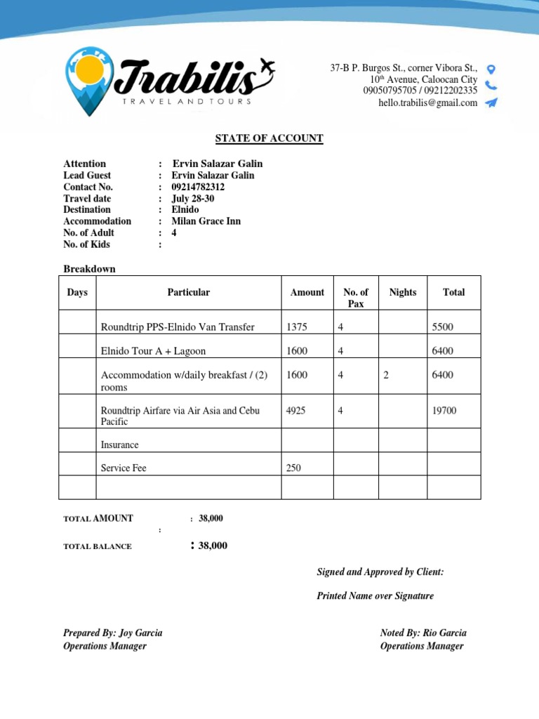 Statement of Account Sample | PDF