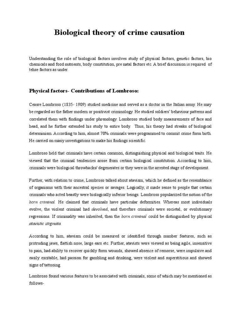 Biological Theory On Crime | PDF | Twin | Behavioural Sciences
