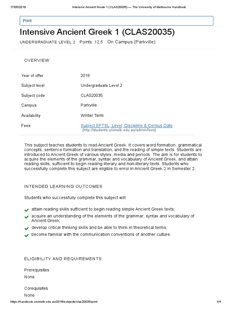 Intensive Ancient Greek Course 2018 | PDF | Grammar | Classics