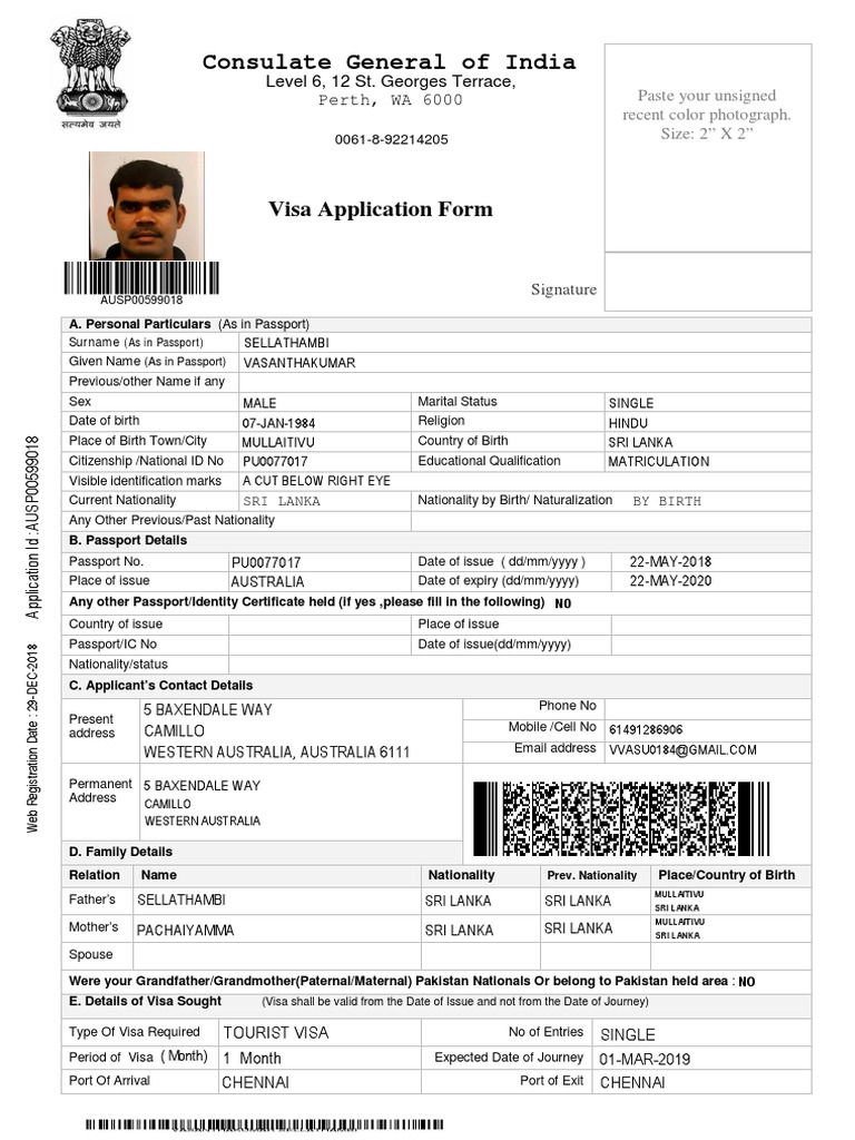 AUSP00599018 | Travel Visa | Identity Document