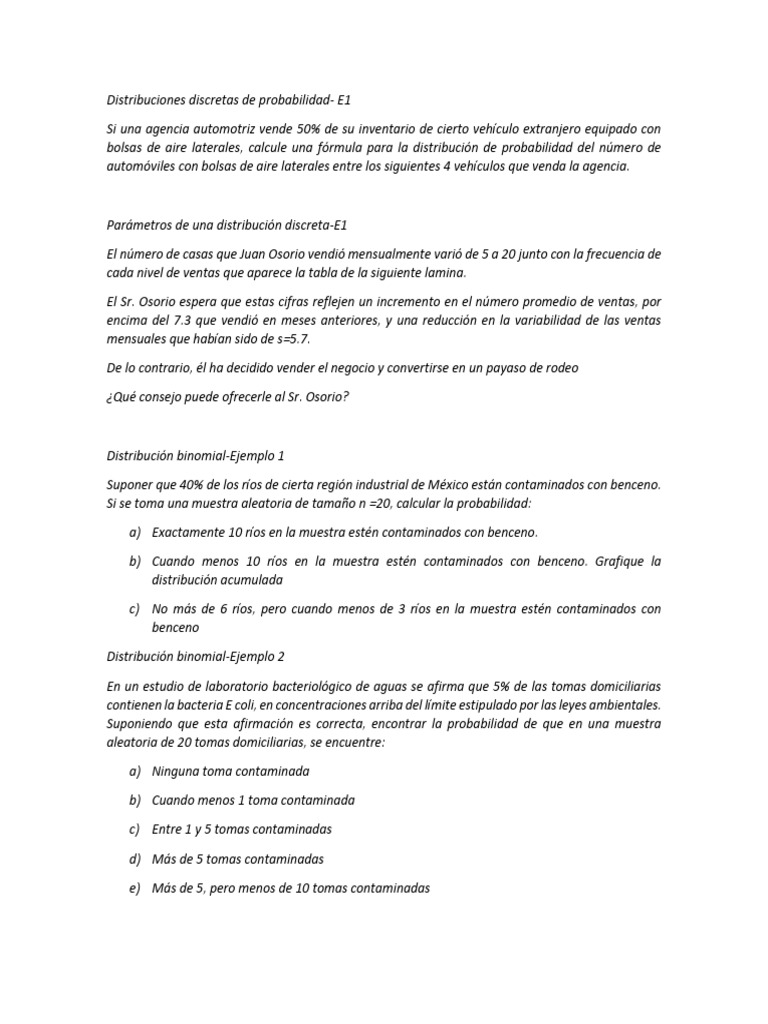 Ejemplos Distribucion | PDF | Distribución de probabilidad | Muestreo ...