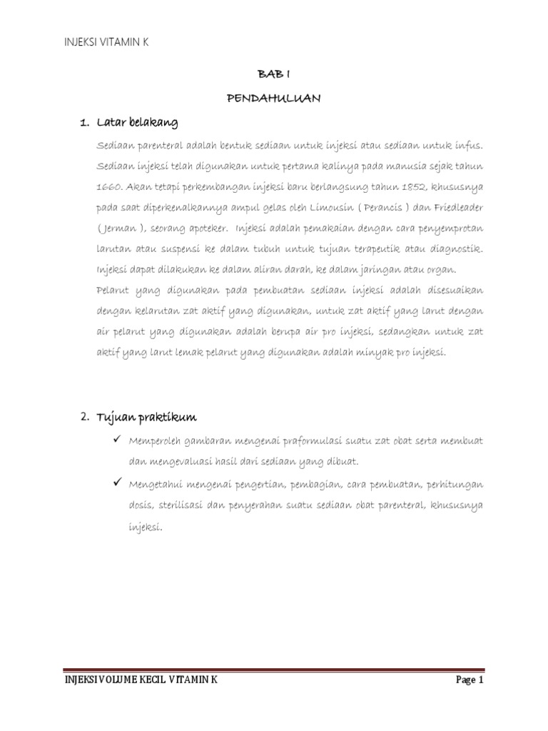 Injeksi Vitamin K | PDF