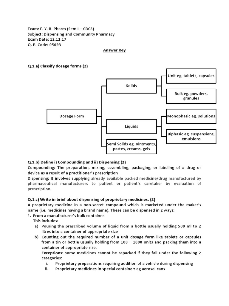 DCP Answer Key 05093 | Download Free PDF | Medical Prescription ...
