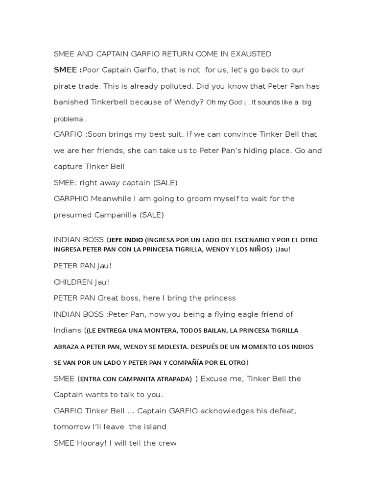 Smee and Captain Garfio's Plot Against Peter Pan | PDF