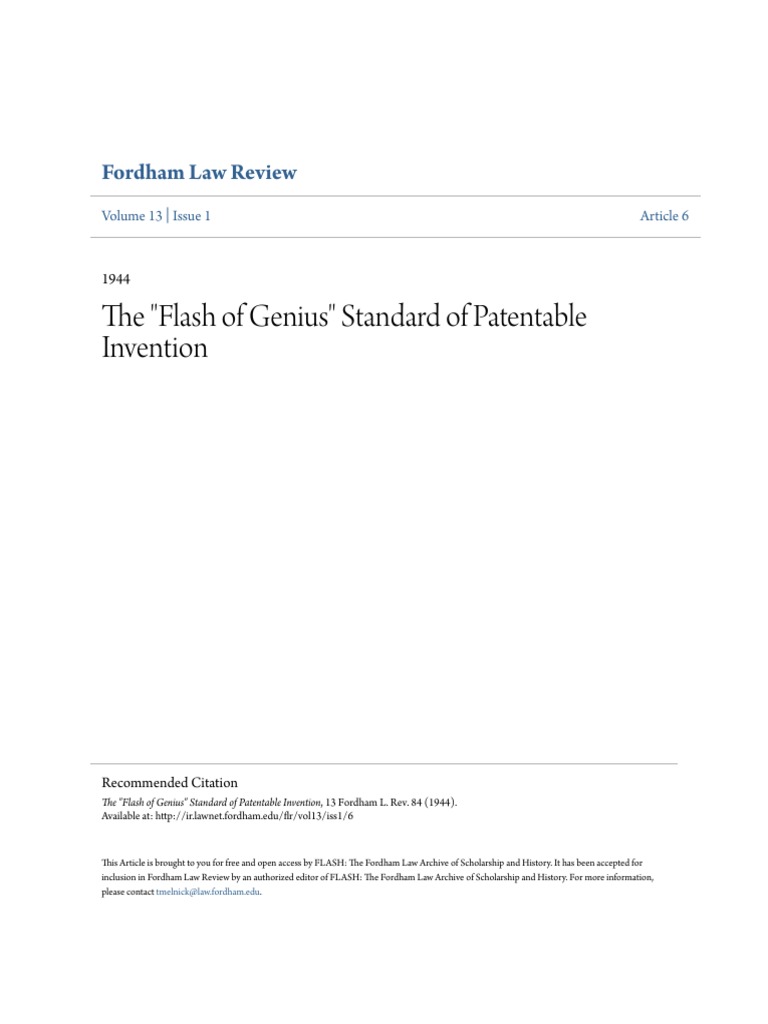 Flash of Genius in Patent Law | PDF | Invention | Patent