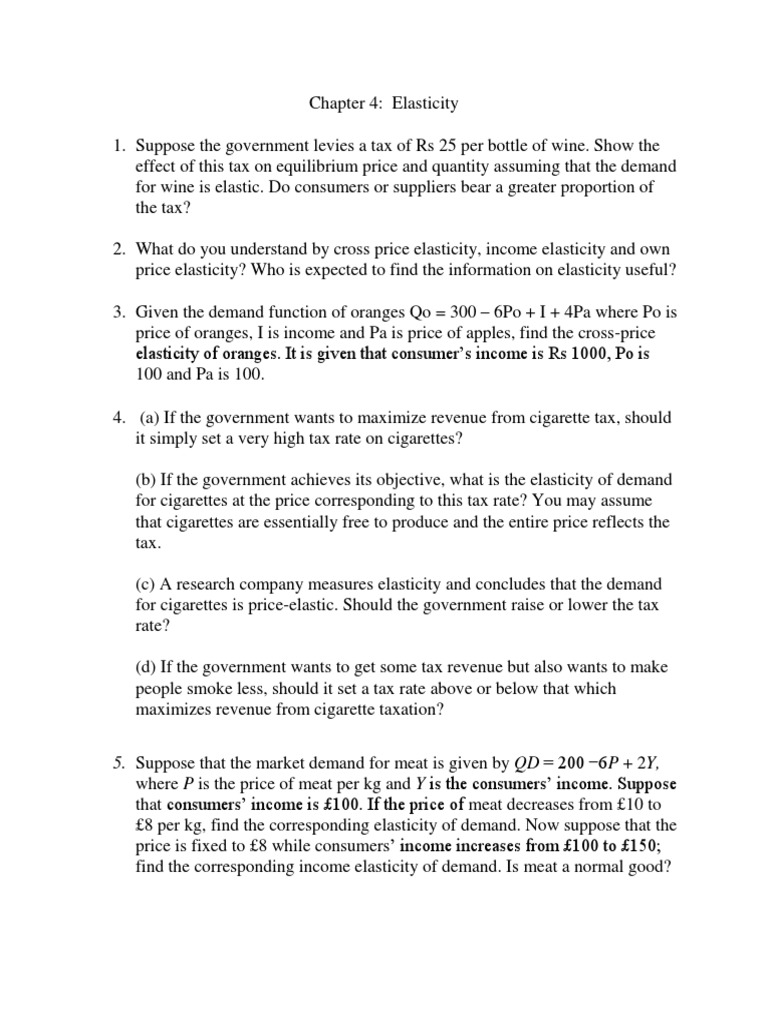 Elasticity Questions | PDF