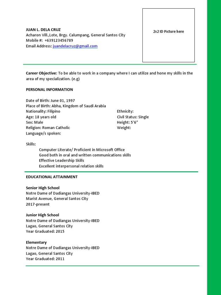 Juan Dela Cruz Resume | PDF