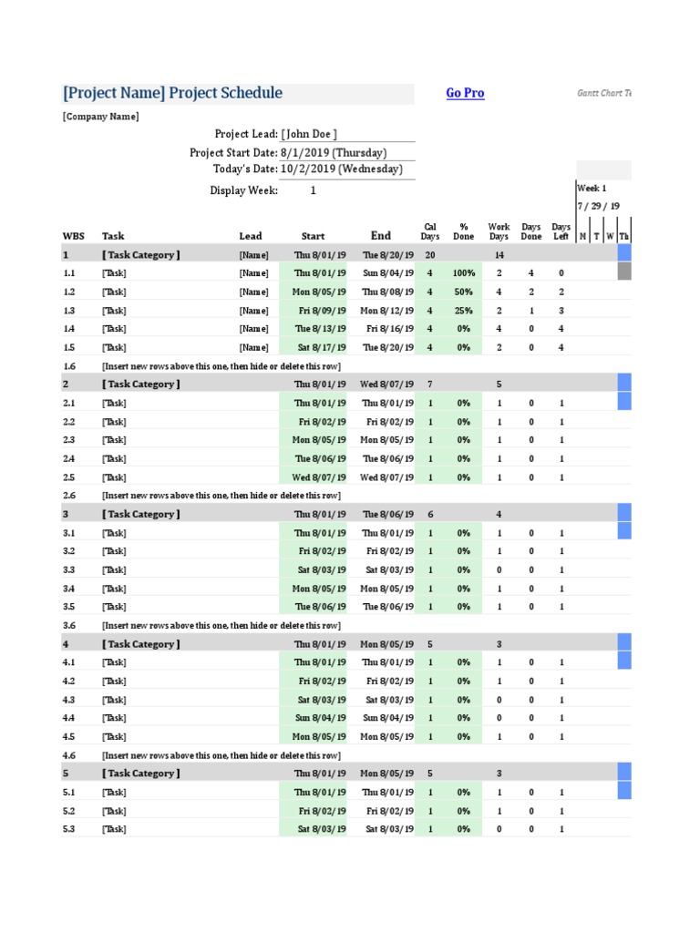 Gantt Chart Template | PDF | Copyright | Spreadsheet