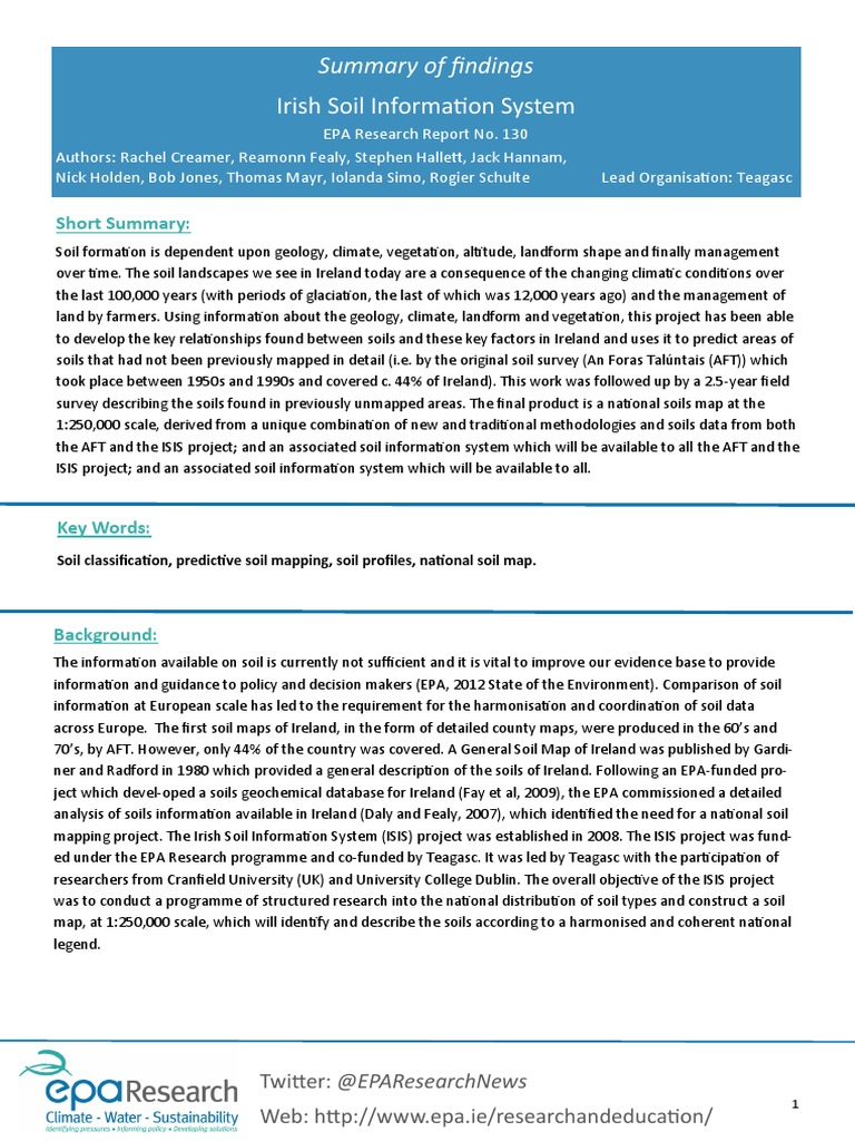 Irish Soil Information System: Summary of Findings | PDF | Map | Soil