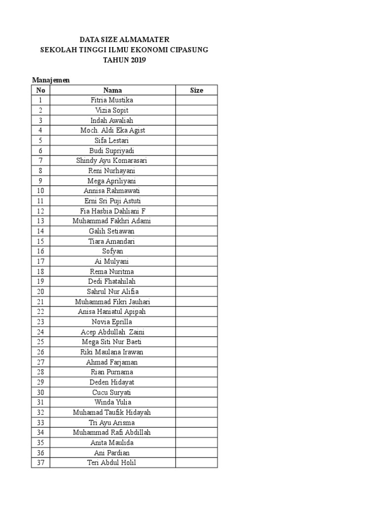Contoh Format Ukuran Jas Almet | PDF