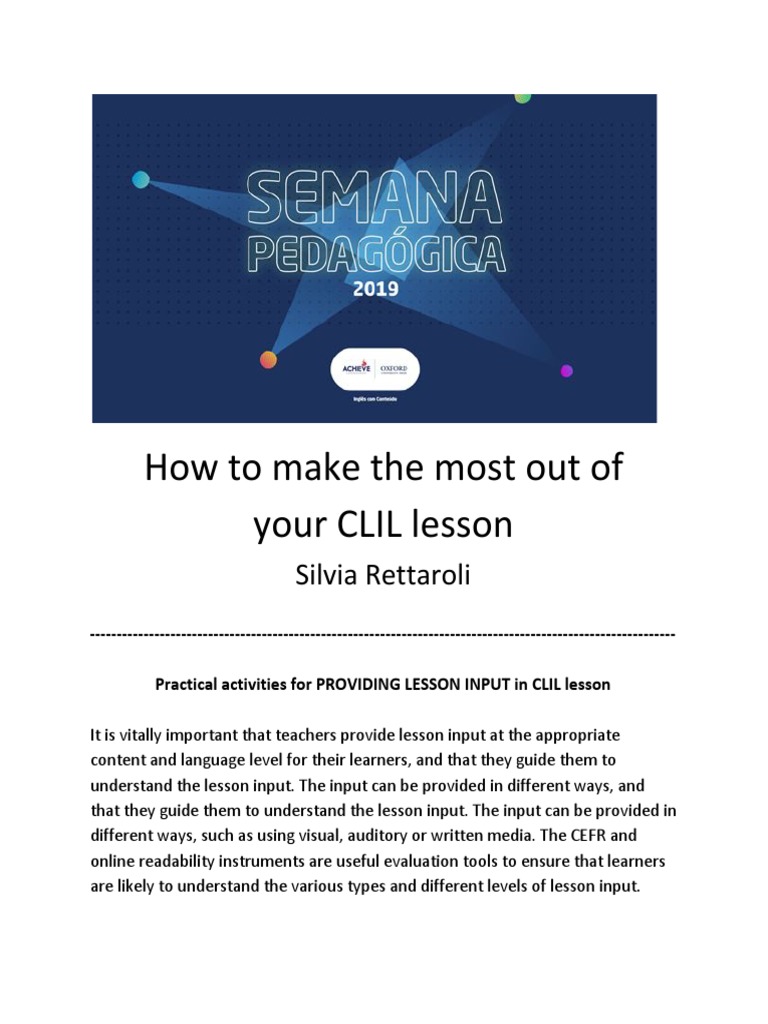 Practical Activities For PROVIDING LESSON INPUT in CLIL Lesson | PDF ...