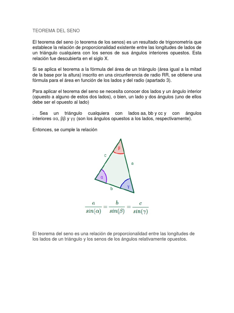TEOREMA DEL SENO Parte 3 | PDF | Triángulo | Seno