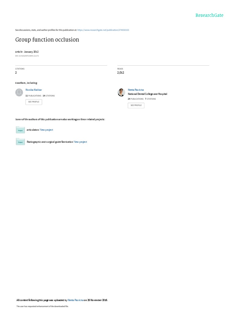 Group Function Occlusion I Jos | PDF | Human Head And Neck | Mouth