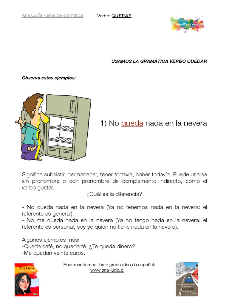 Verbo Quedar | PDF | Verbo | Asunto (gramática)