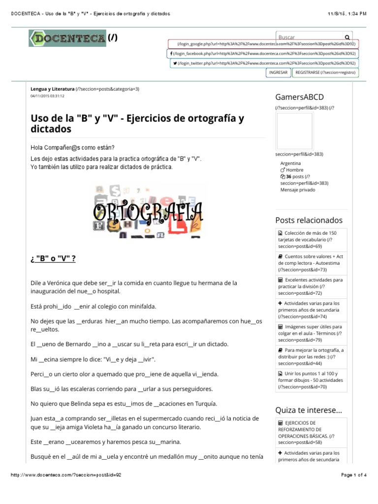 Uso Ortografico de La B y V | PDF
