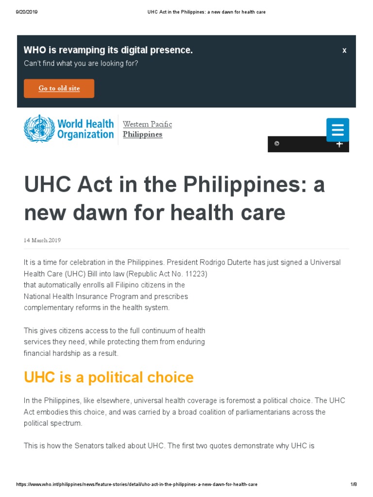 UHC Act in The Philippines - A New Dawn For Health Care PDF | PDF ...