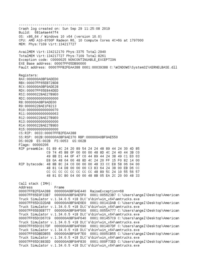 Game Crash | PDF | Microsoft Windows | Computer Architecture