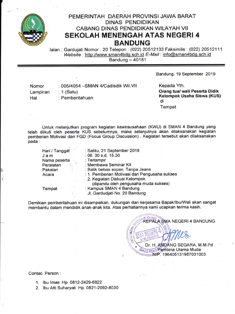 Surat Pemberitahuan Orang Tua Siswa PDF | PDF Surat Pemberitahuan Orang Tua Siswa PDF | PDF