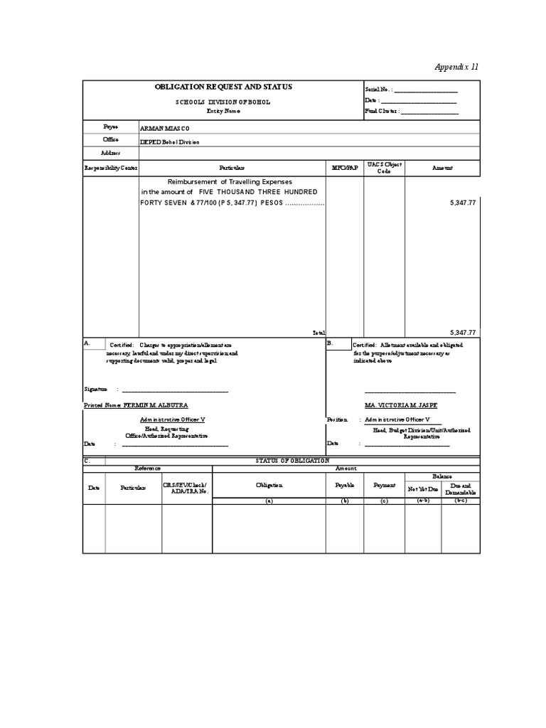 Obligation Request and Status: Appendix 11 | PDF | Services (Economics ...