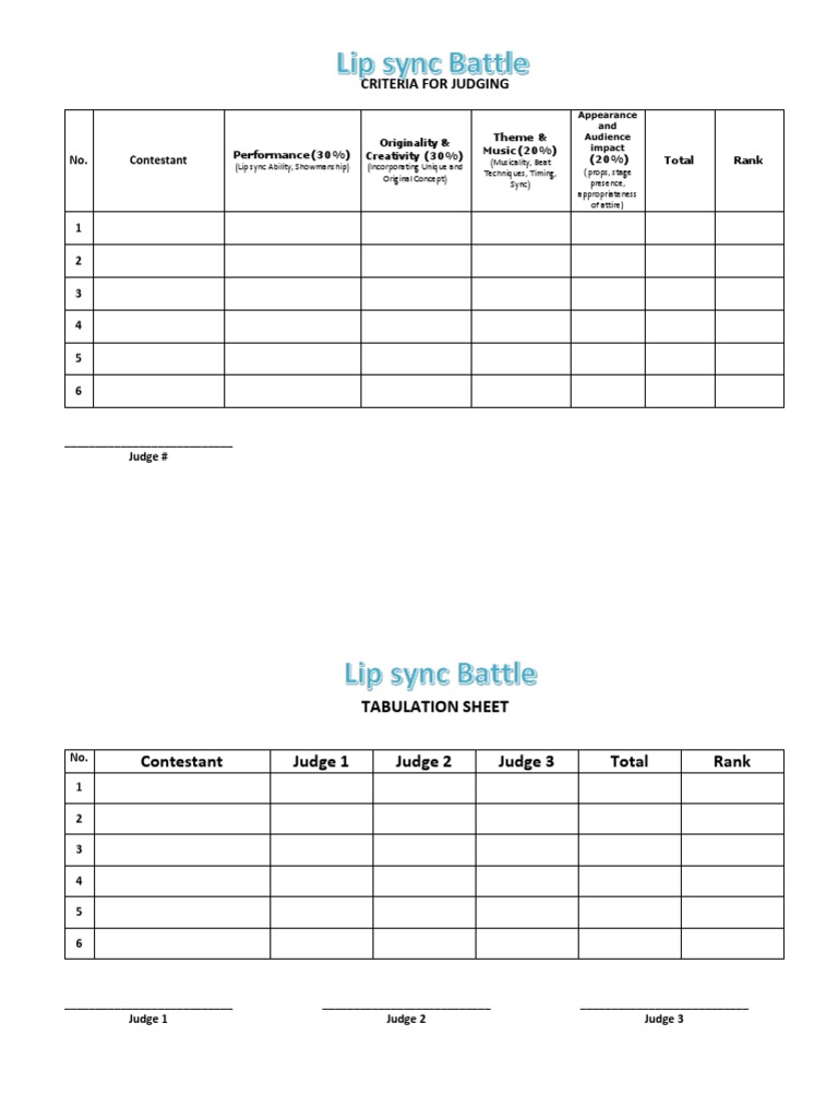 Judging Criteria for Lip Sync Contest | PDF