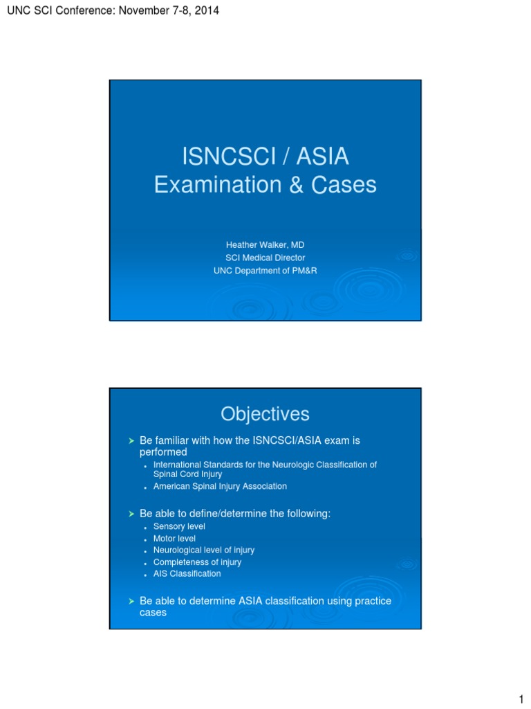 Isncsci / Asia Examination & Cases: Objectives | PDF | Spinal Cord ...