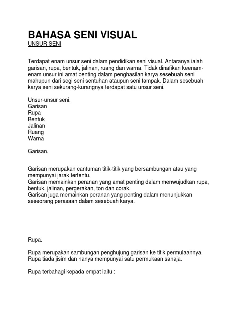 Bahasa Seni Visual | PDF