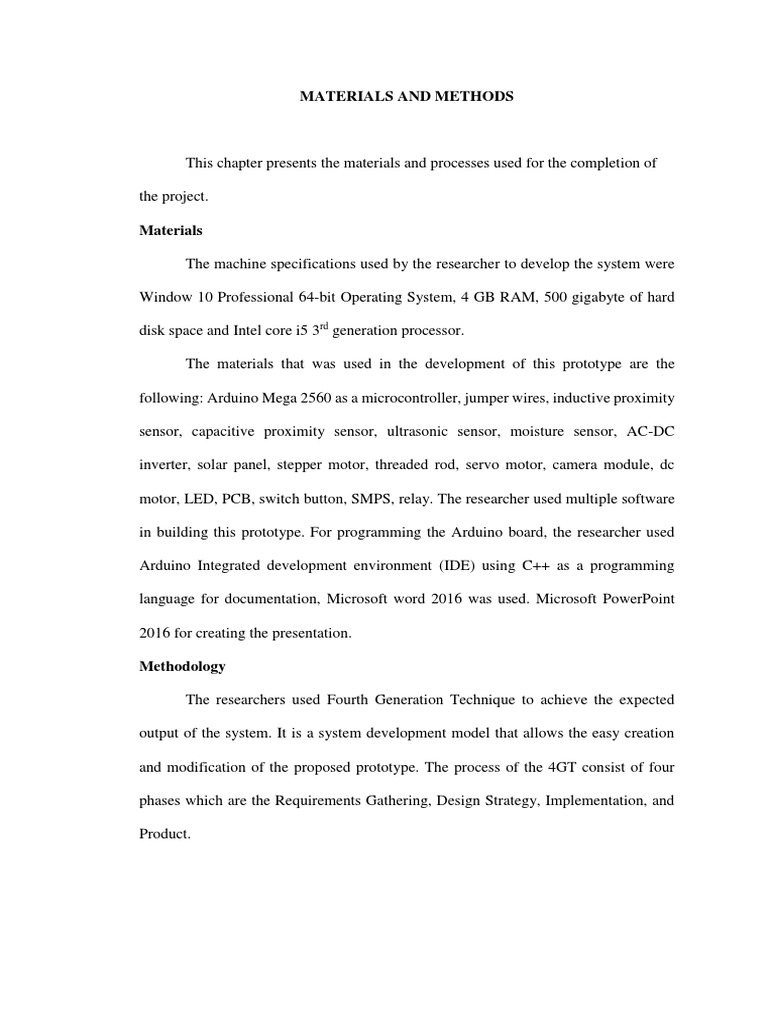 Chapter 3 Methodology | PDF | Prototype | Arduino