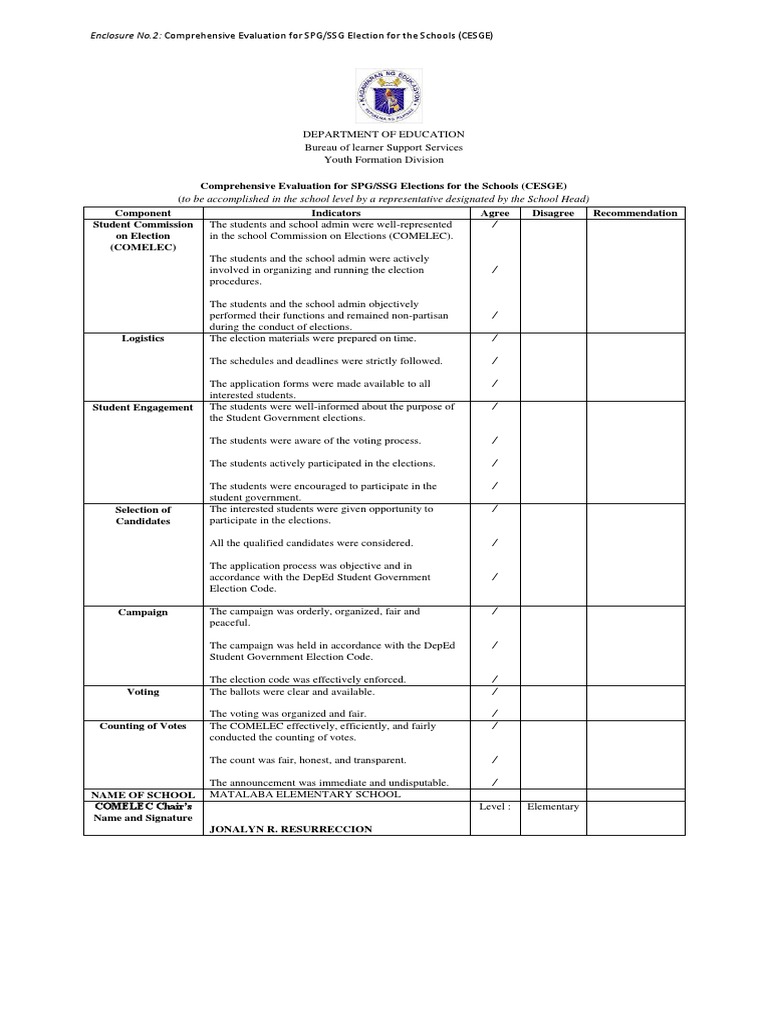 Comprehensive Evaluation For SPG Form | PDF | Public Sphere ...