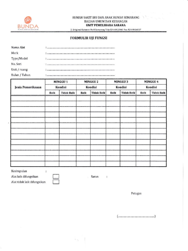 Formulir Uji Fungsi | PDF