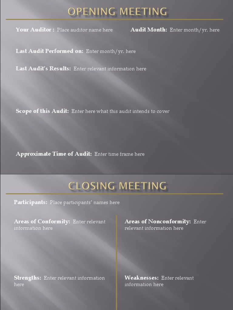 Opening Closing Meeting Template | PDF