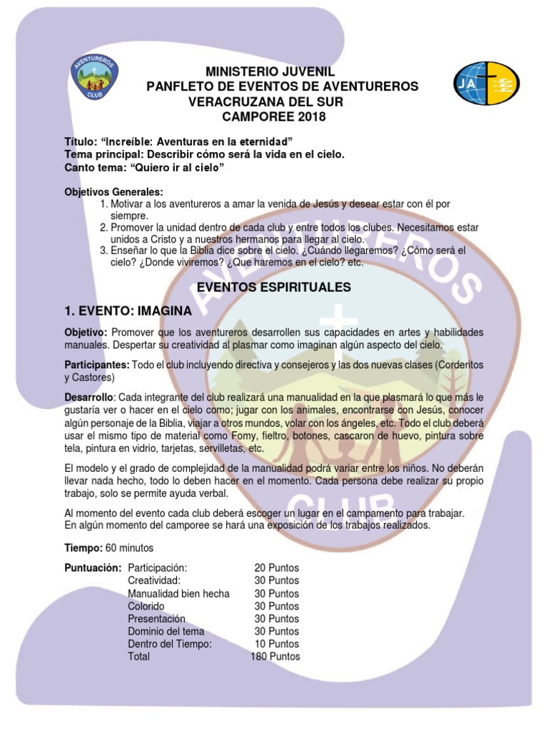 Eventos Camporee Aventureros 2018 | PDF | Ropa | Science