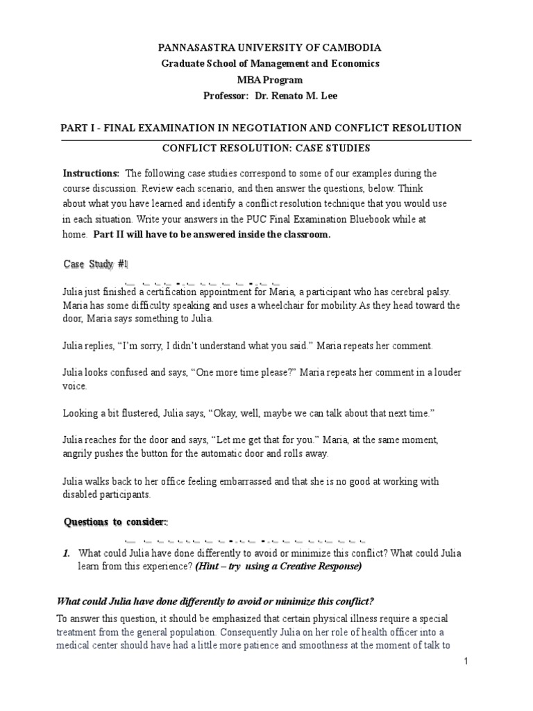 Negotiation and Conflict Resolution Part I | PDF