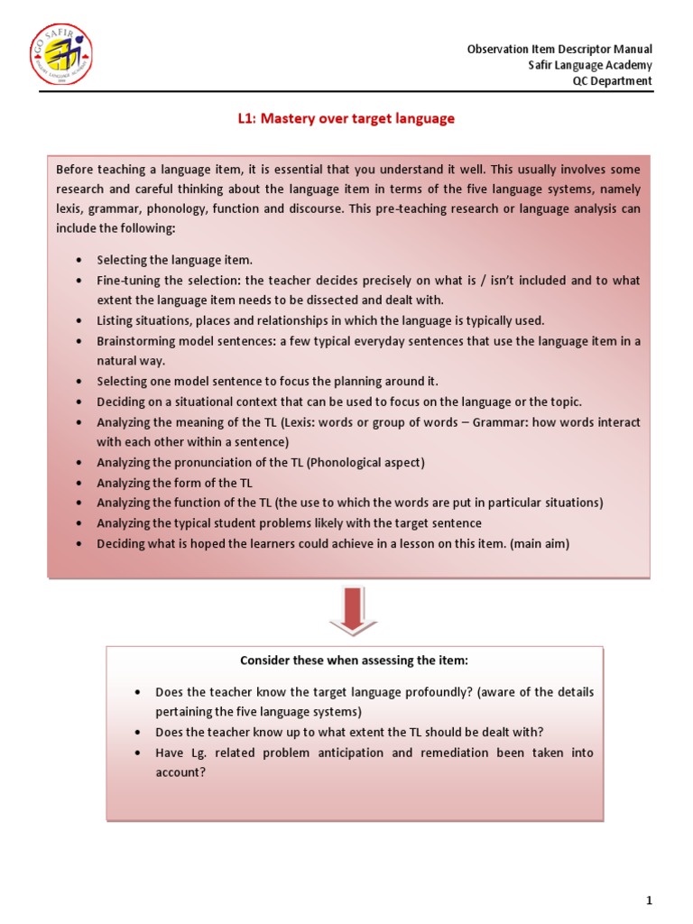 Item Descriptor Final Version PDF | PDF | Second Language | Learning