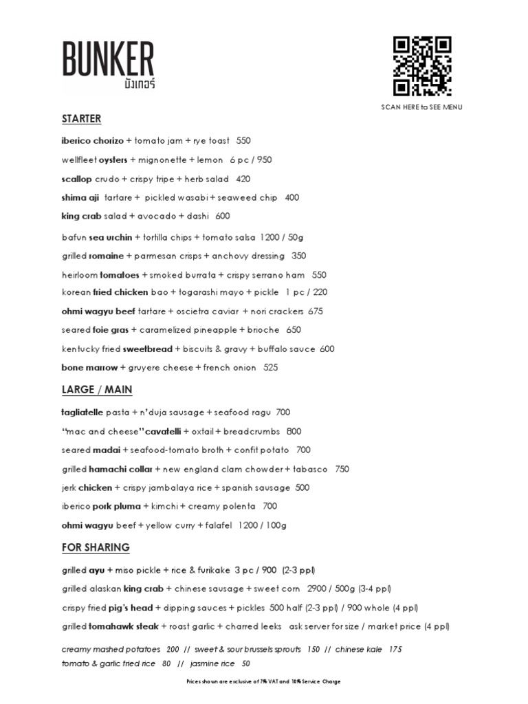 Bunker Food Sep 23 | PDF
