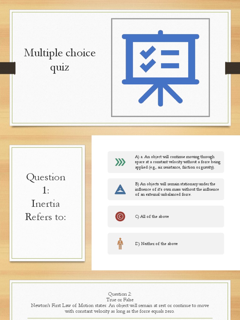 Newtons Laws Multiple Choice Quiz | PDF