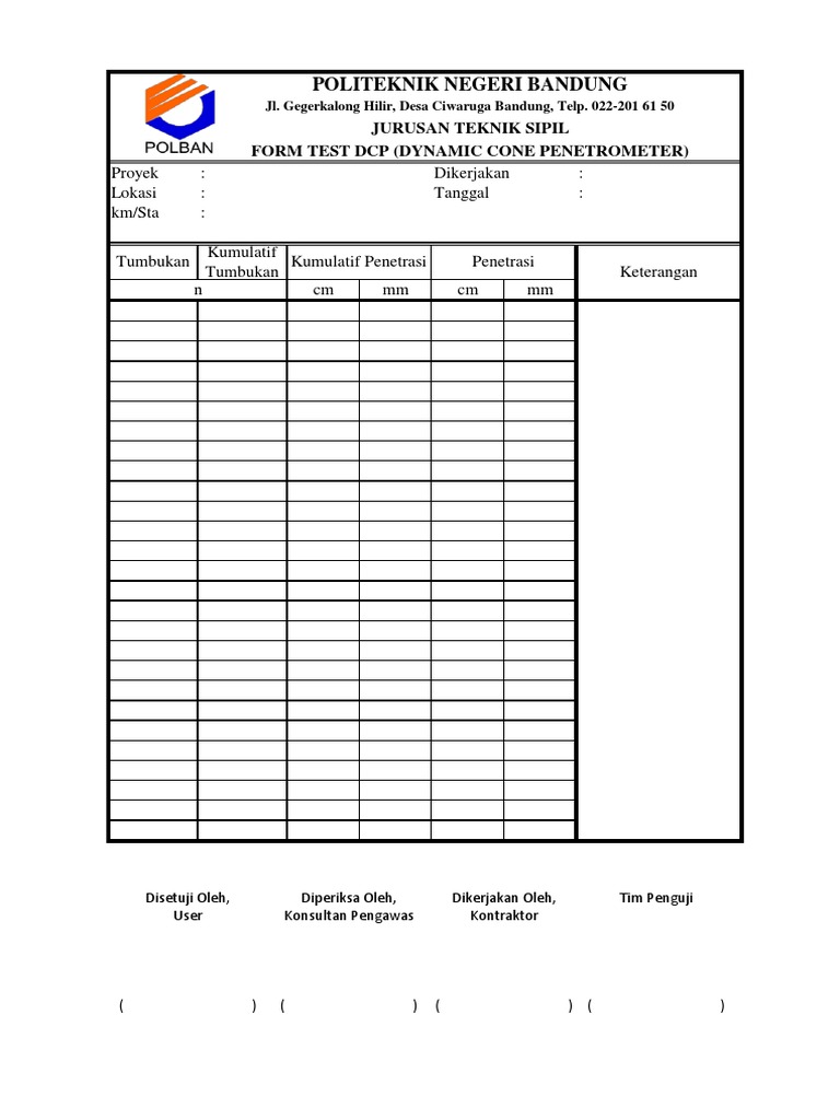 Form Pengetesan DCP | PDF