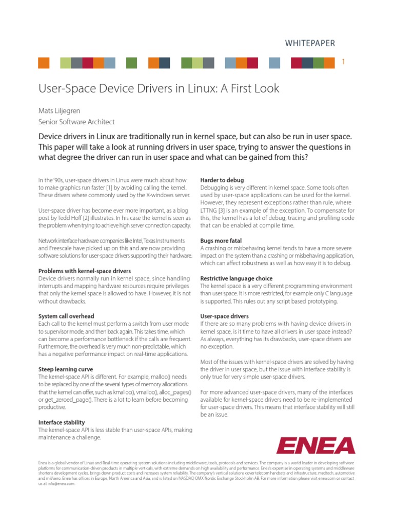Userspace Drivers in Linux | PDF | Device Driver | Kernel (Operating System)