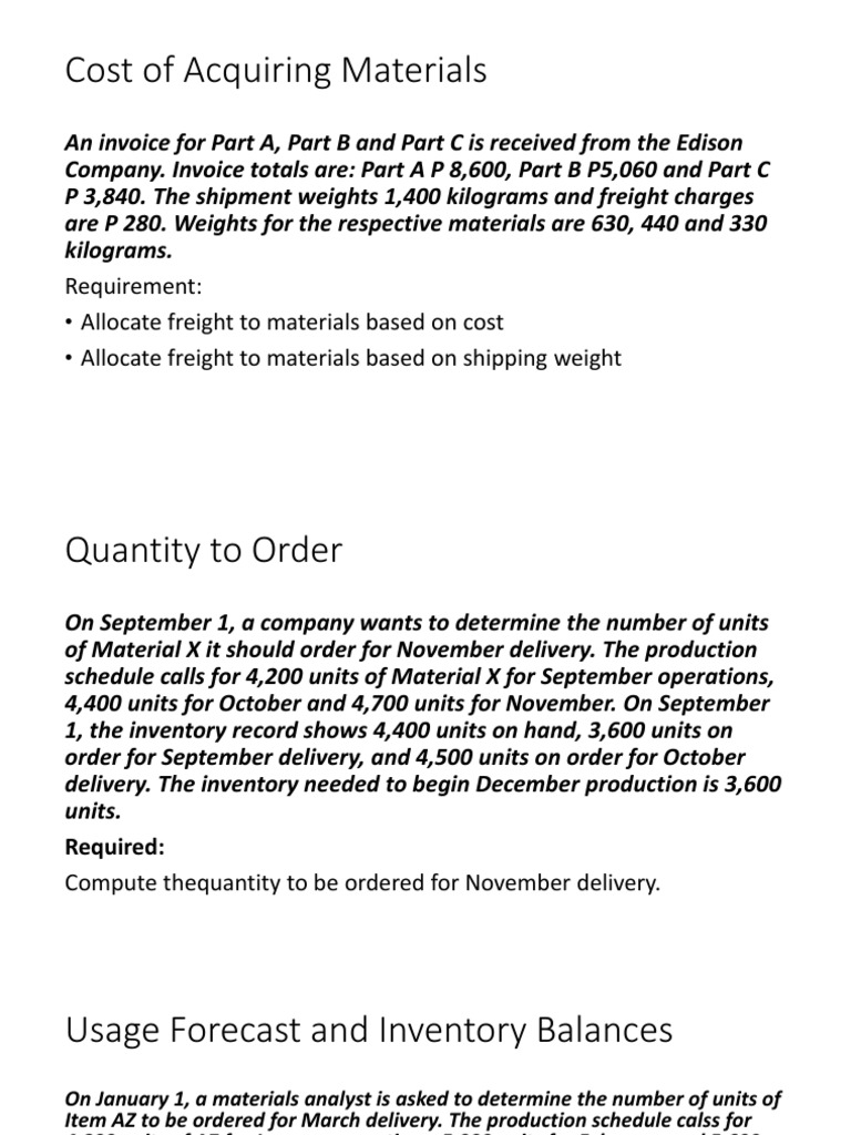 Materials - Controlling, Costing and Planning | PDF | Cargo | Inventory