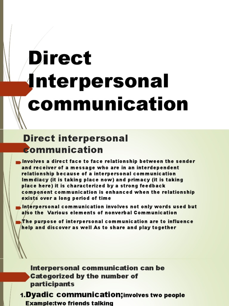 Direct Interpersonal Communication | Download Free PDF | Interpersonal ...