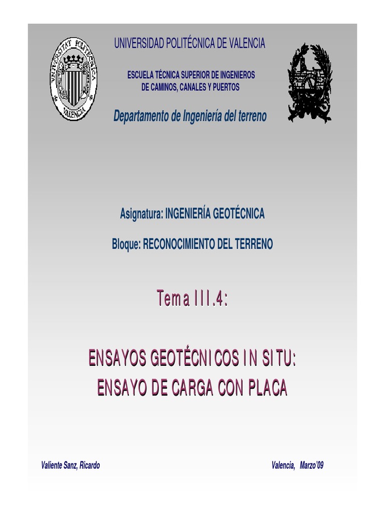 Ensayo de Carga con Placa en Suelos | PDF | Elasticidad (Física ...