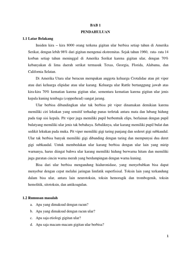 Makalah Gigitan Ular Kelompok 4 | PDF