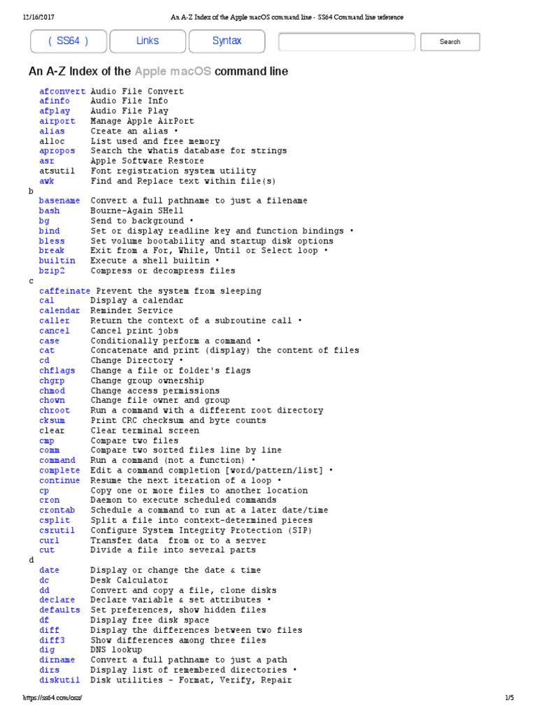 Apple Macos Apple Macos: An A-Z Index of The Command Line An A-Z Index of The Command Line ...