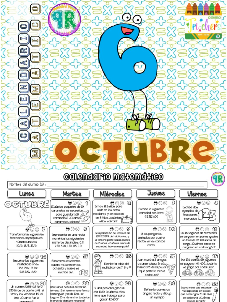 Calendario Matemático 6-Oct. | PDF | Enseñanza de matemática