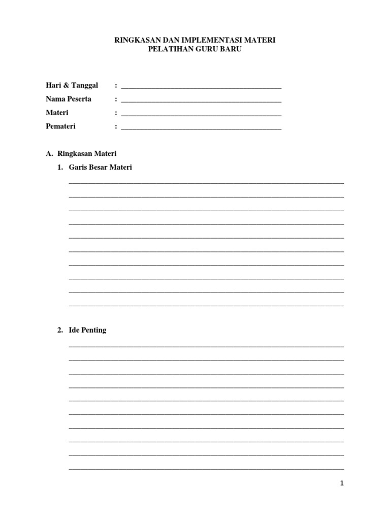 Form Ringkasan Materi | PDF