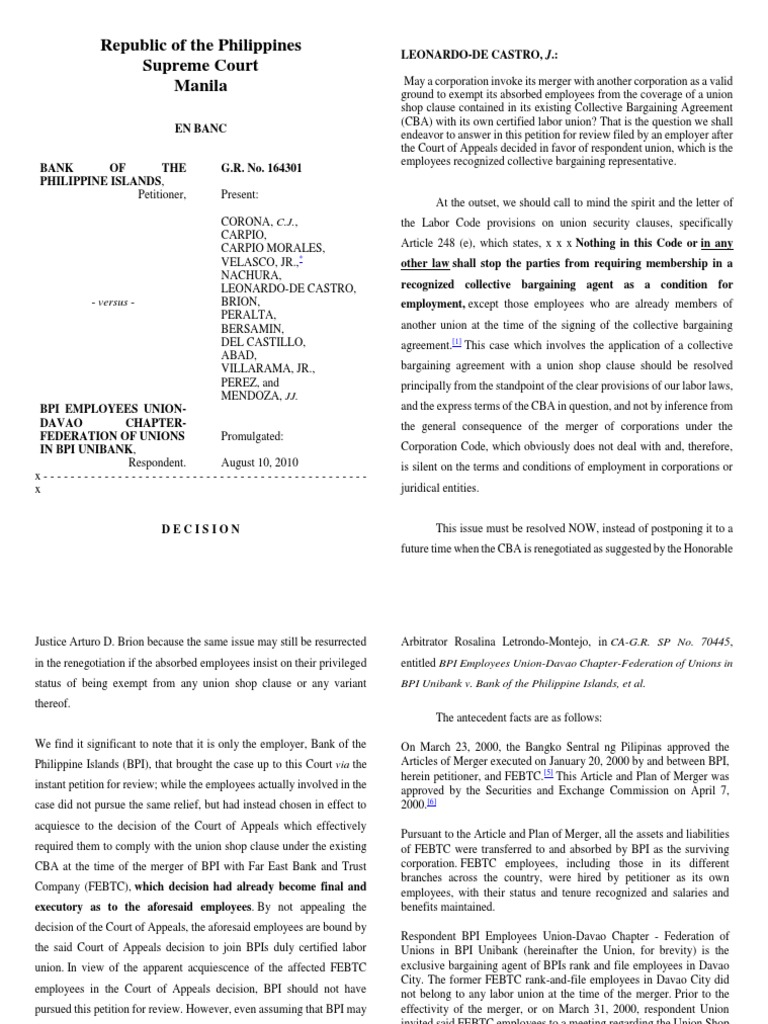 BPI Vs BPI Employees | PDF | Collective Bargaining | Trade Union