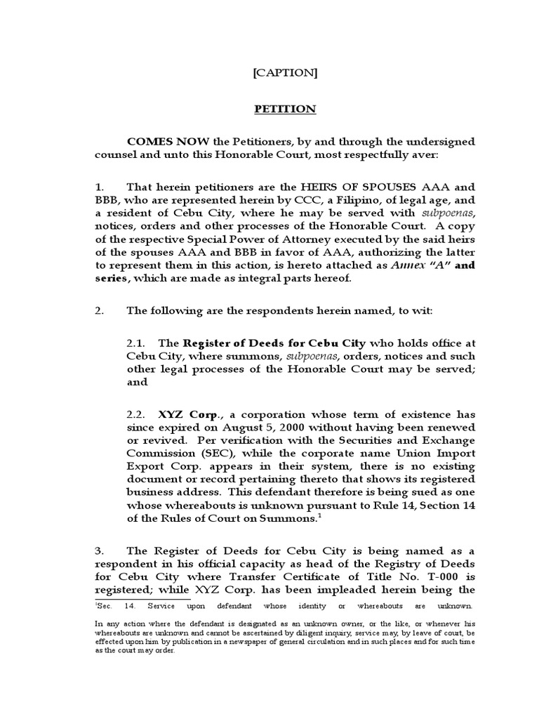Cancellation of Annotation - Petition.upload | PDF | Mortgage Law | Deed