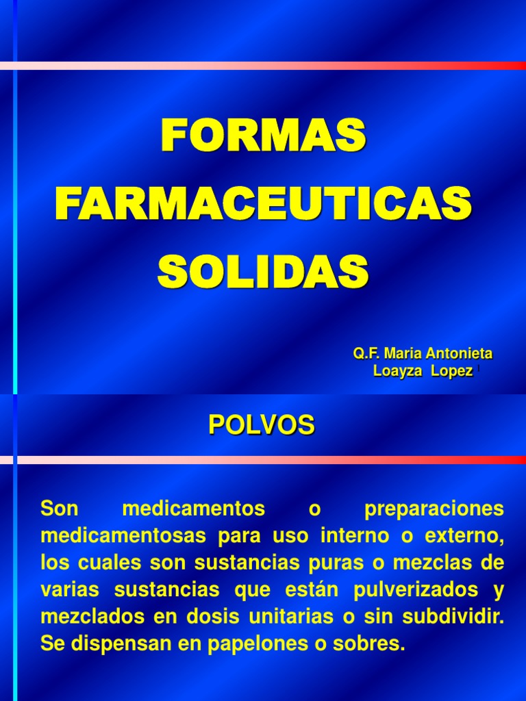 Formas Solidas | PDF | Tableta (Farmacia) | Medicamentos con receta