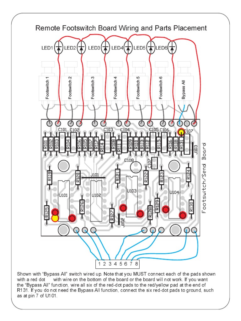Remote Footswitch Board Wiring and Parts Placement | PDF | Electrical ...